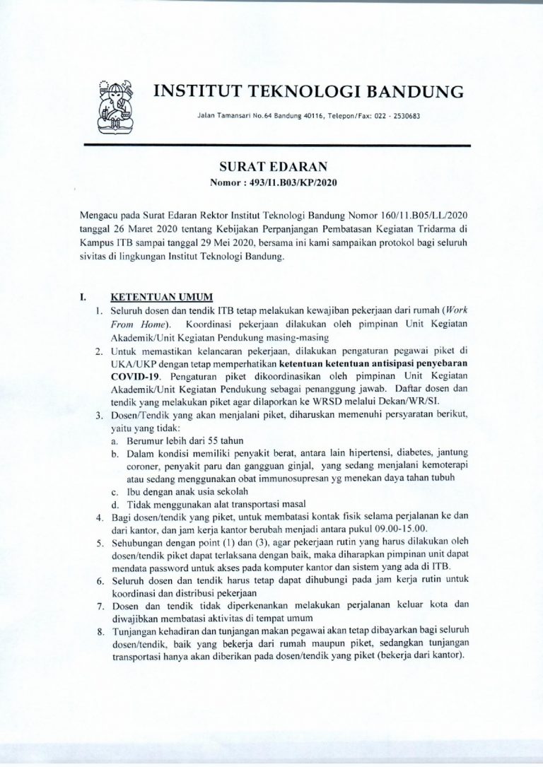 Surat Edaran Institut Teknologi Bandung - Perpustakaan ITB