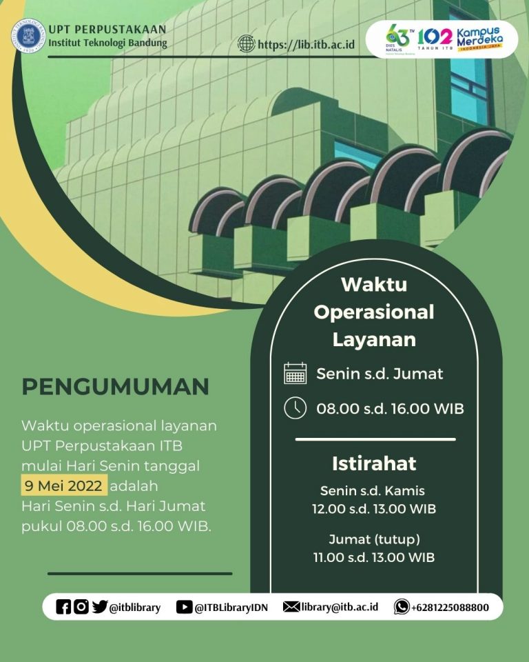 Jam Layanan UPT Perpustakaan ITB - Perpustakaan ITB