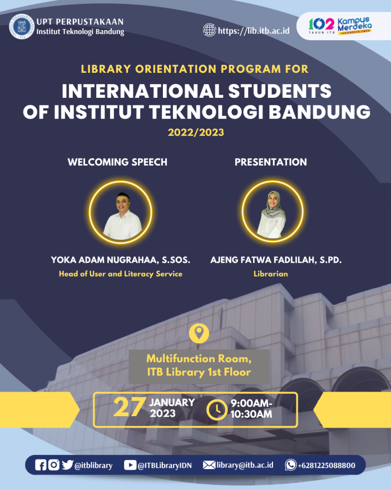 Orientasi Perpustakaan Mahasiswa Baru Internasional ITB 2023 - Perpustakaan ITB