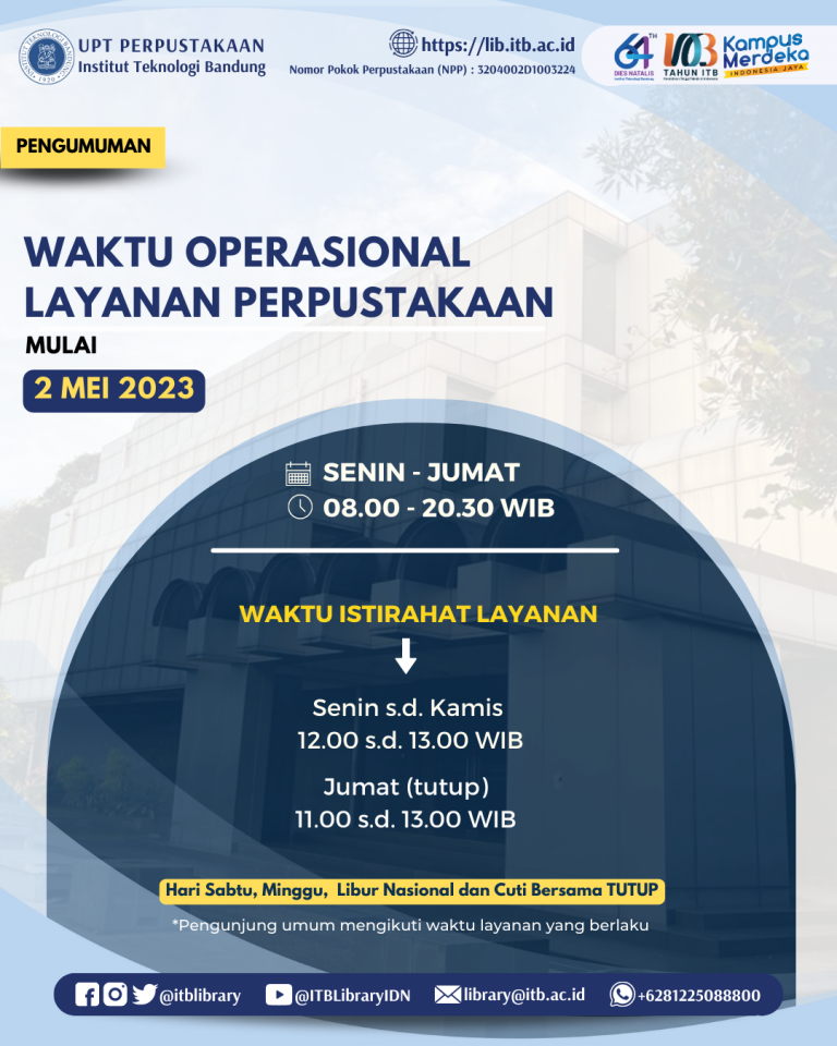 Pengumuman Jam Layanan Perpustakaan - Perpustakaan ITB